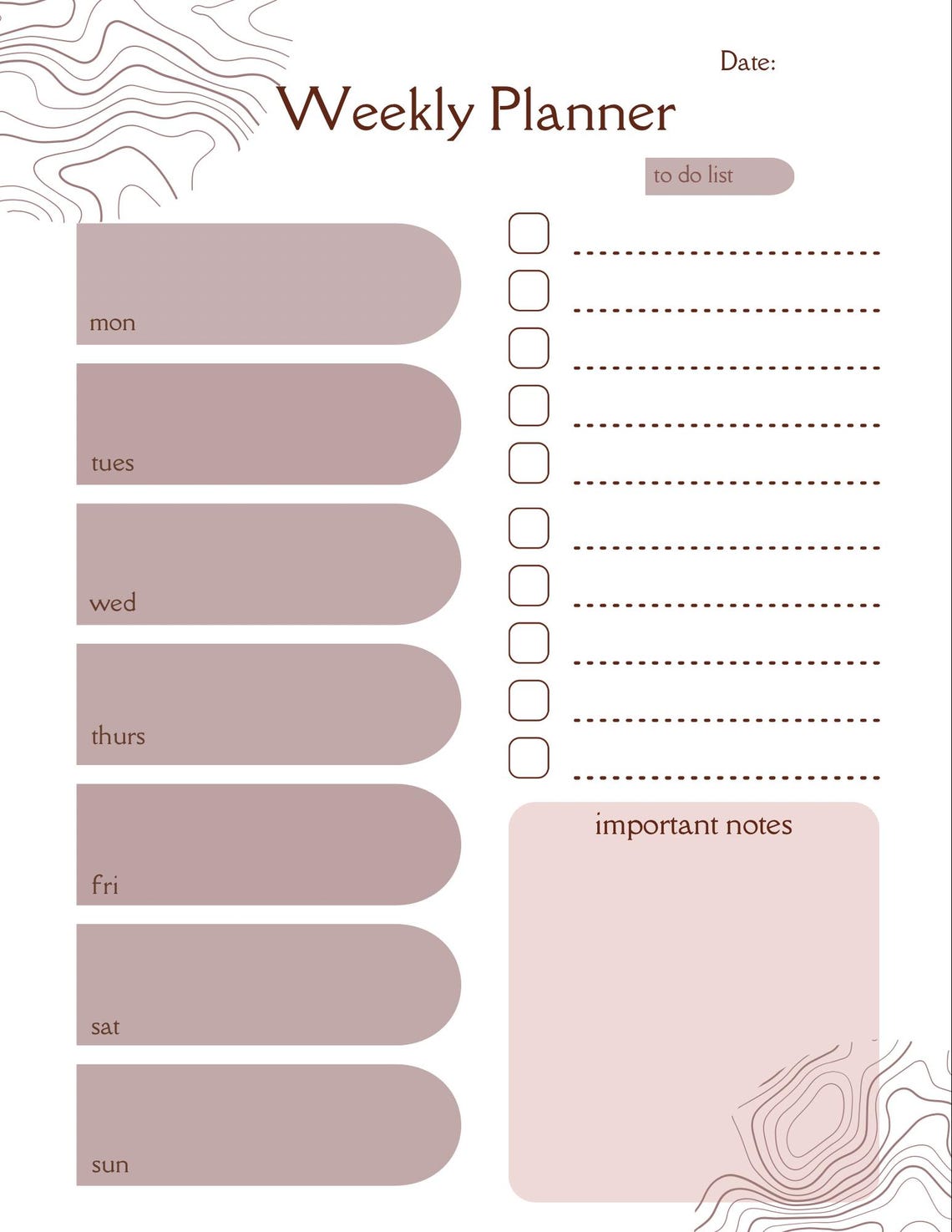 Weekly Planner Printable Minimalist Weekly Planner PDF, Weekly ...