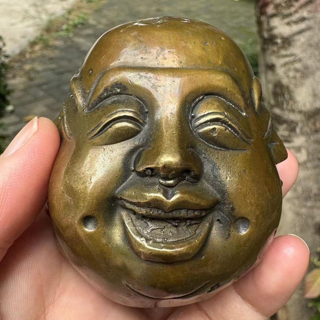 Four Faces Copper Buddha Head Sculpture Vintage Copper Happy Laugh ...