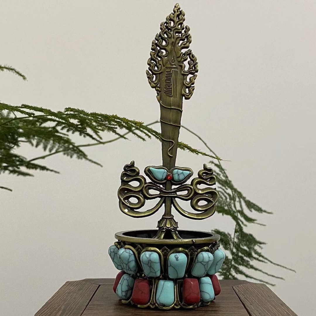 Nepal Manjusri Wisdom Sword With Base Tibetan Buddhist Vajra Sacrificed ...