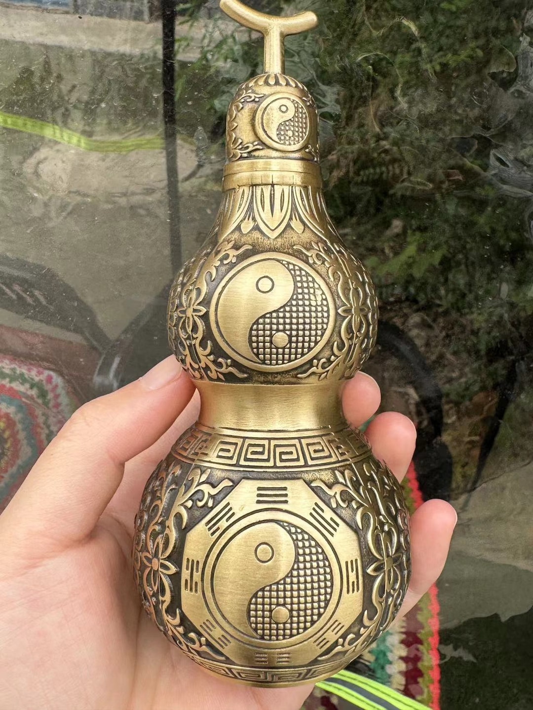 Copper Hu Lu Fengshui Decor Blessing Good Luck Prosperity Gift Wu Lou ...