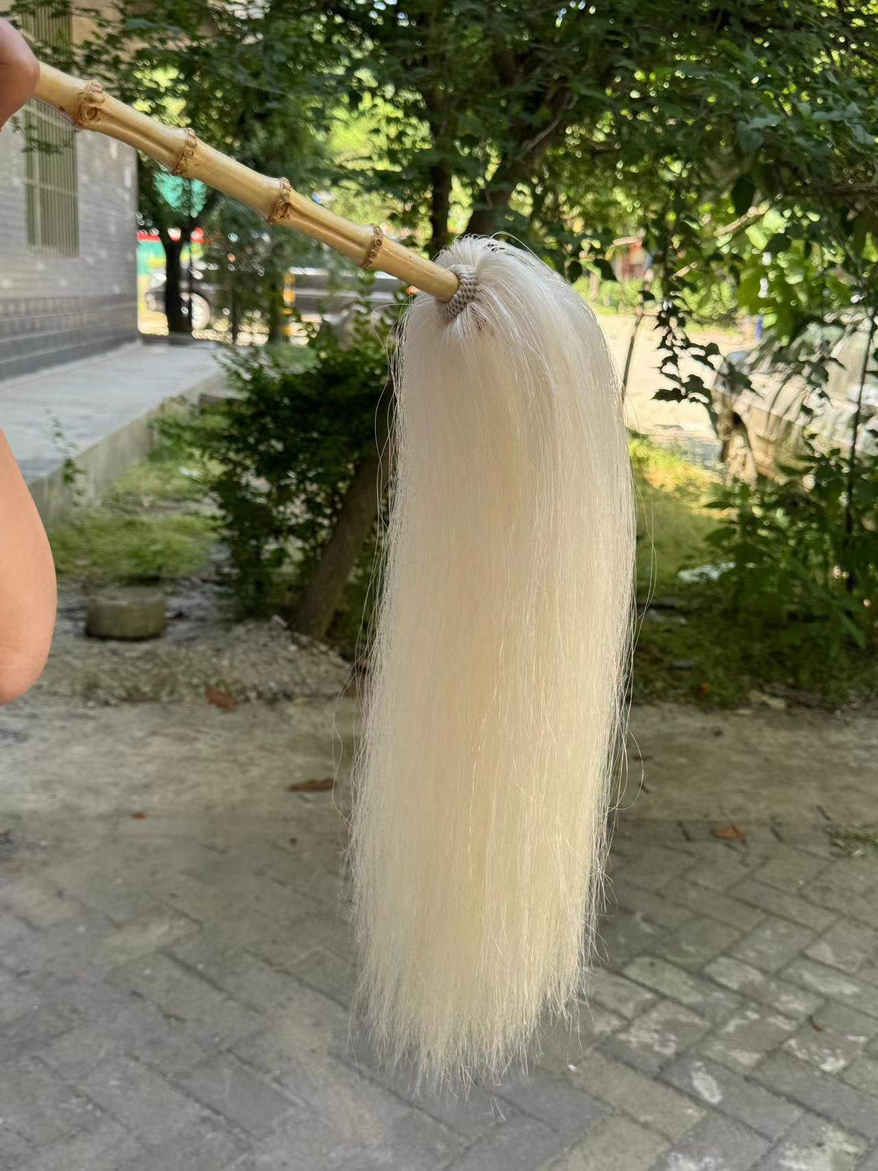 Natural White Horse Tail, Fly Whisk Duster, Wood Handle Horsetail ...