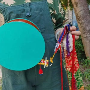 Tibetan Vintage Wooden Drum Nepal Buddhism Tambourine Sheepskin Drum ...