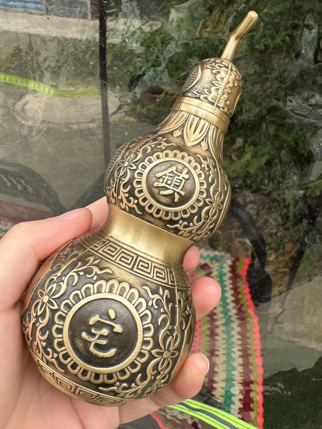 Copper Hu Lu Fengshui Decor Blessing Good Luck Prosperity Gift Wu Lou ...