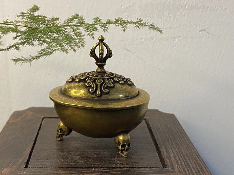 Mini Tibet Buddhism Avalokiteshvara Buddha Gabala Kapala Bowl Cup Human ...