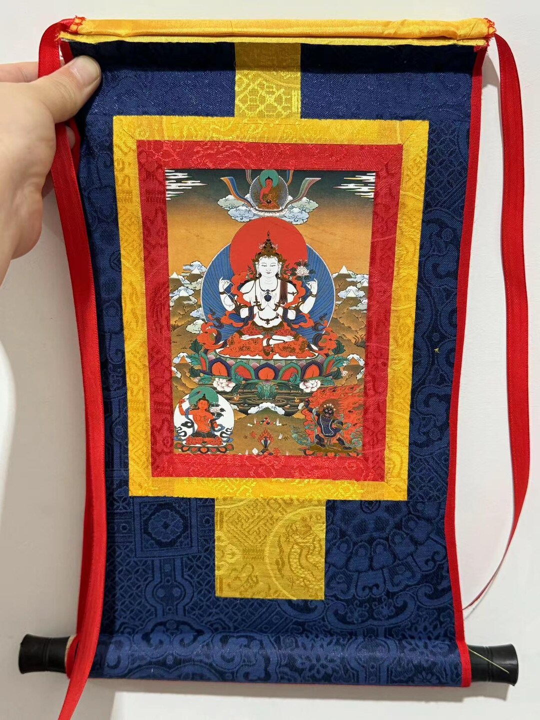 Hand Painted Buddha Thangka Guanyin Kuan Yin Thangka Painting Tibetan ...