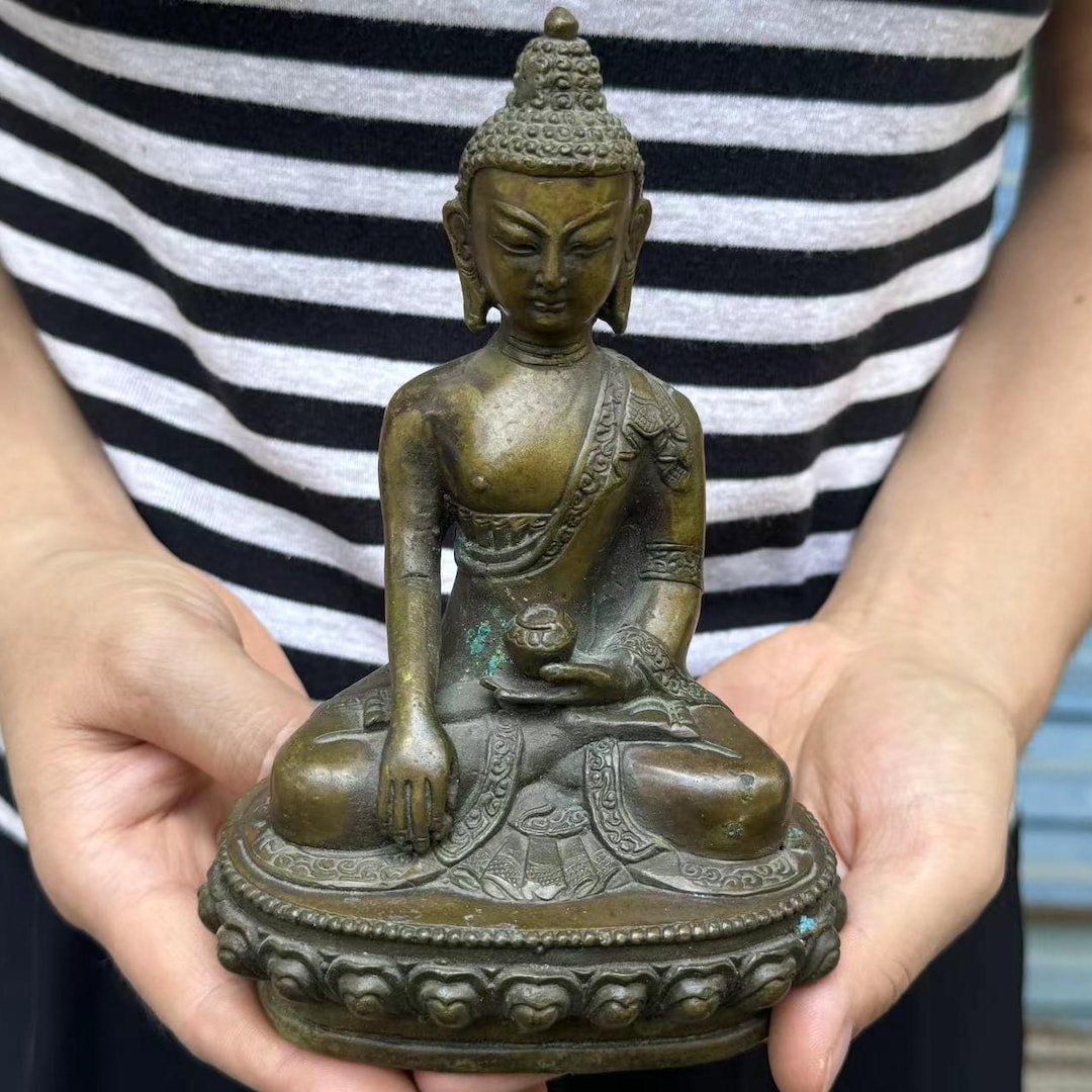 Vintage Tibet Copper Buddha Statue Shakyamuni Amitabha Buddha Figure ...