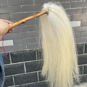 Natural White Horse Tail, Fly Whisk Duster,wood Handle Horsetail, Whisk ...