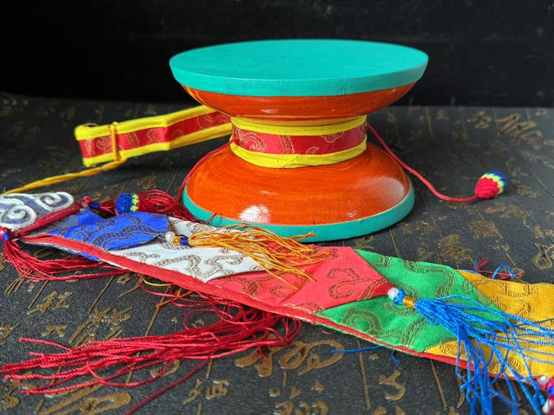 Tibetan Wooden Drum Nepal Buddhism Tambourine Sheepskin Drum Tantra ...