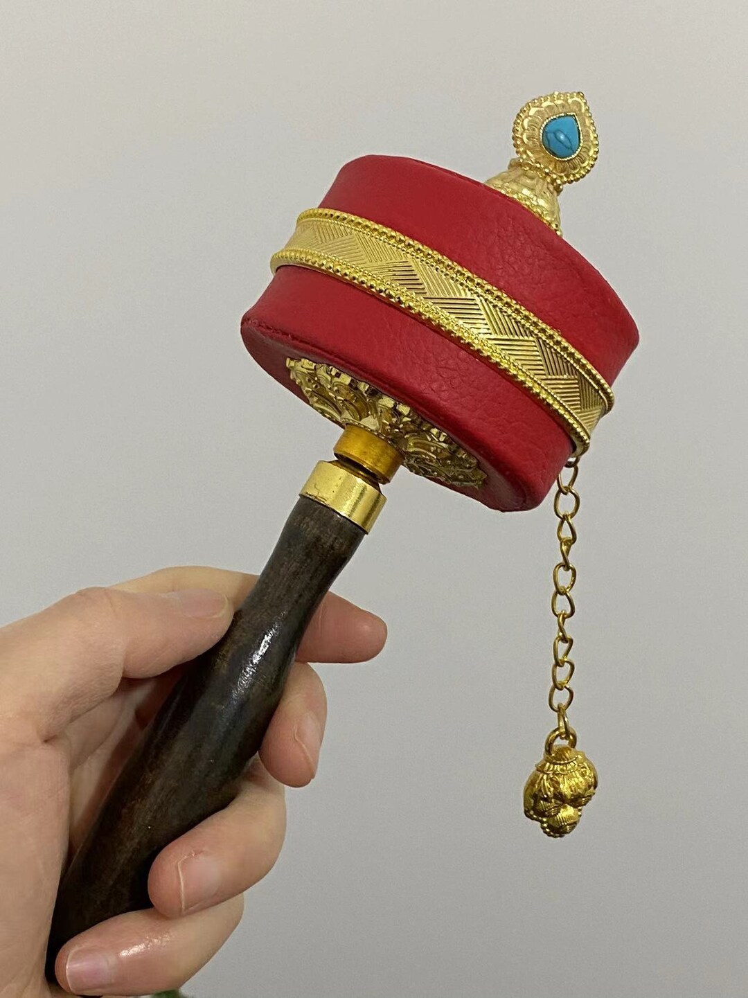 Tibetan Hand Held Prayer Wheel With Tibetan Buddhist Scriptures Prayer ...