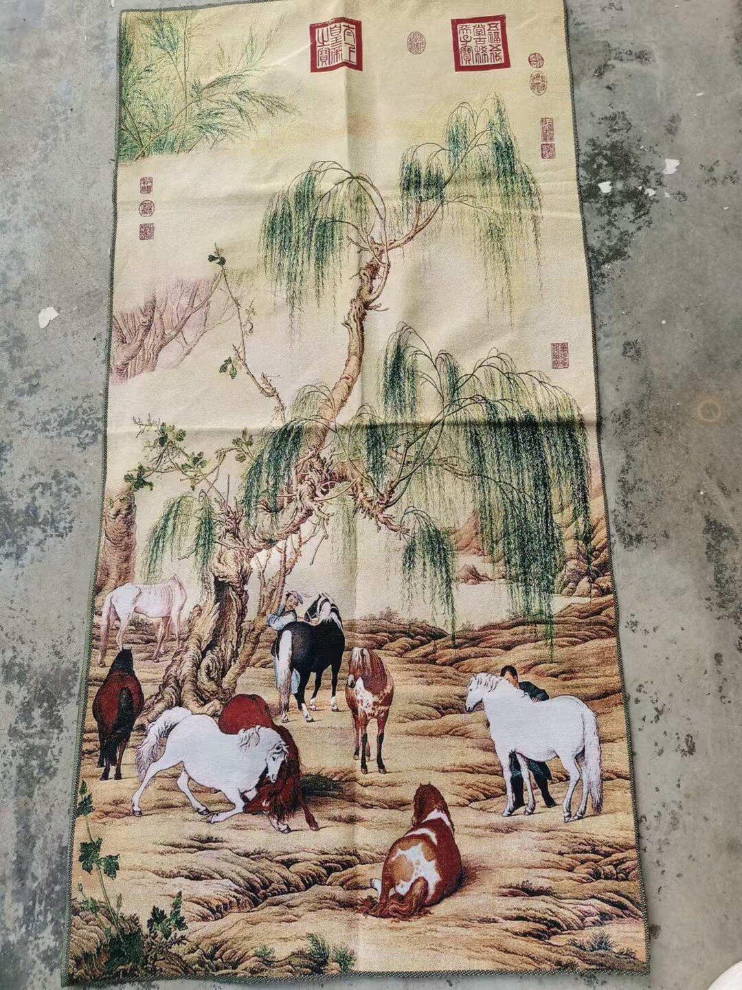 Art Feng Shui Eight Horse Canvas Painting Lang Shining Replica, Chinese ...