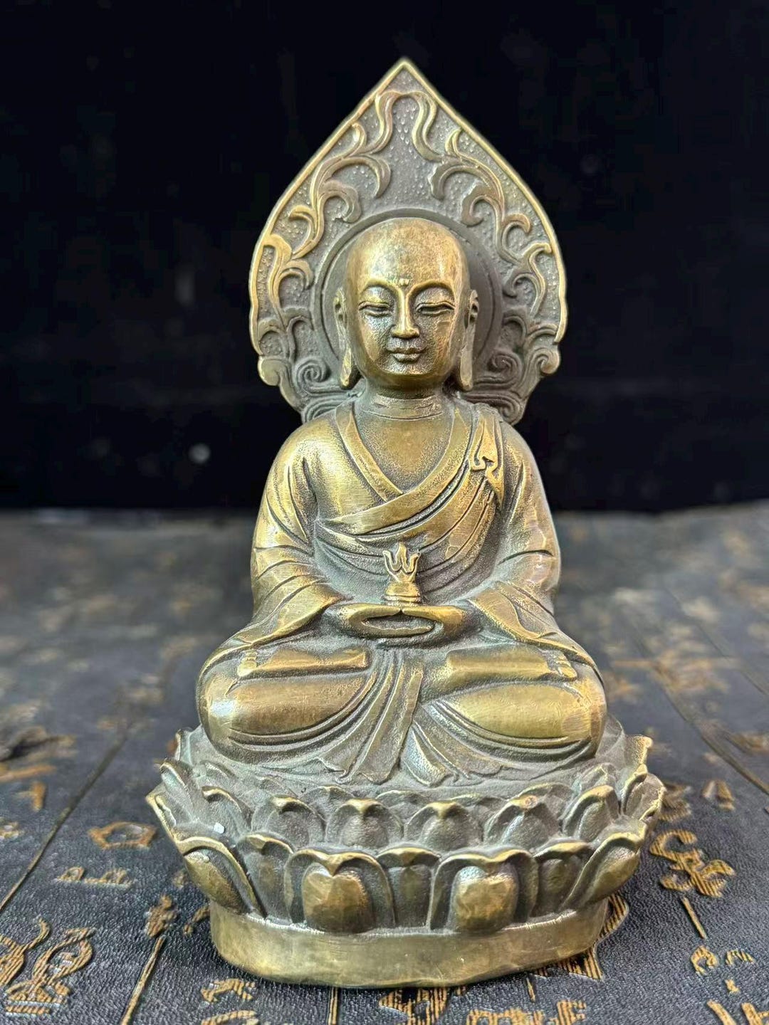 Vintage Copper Ksitigarbha Bodhisattva Dizang Pusa Copper Statue Bronze ...