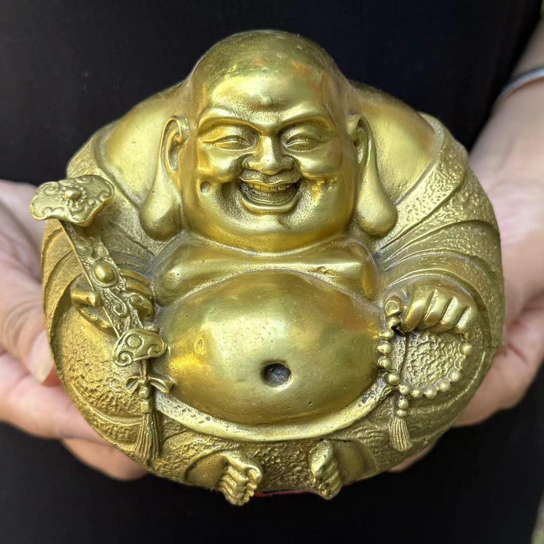 Copper Happy Laugh Maitreya Buddha Wealth Statue,brass Laughing Smiling ...