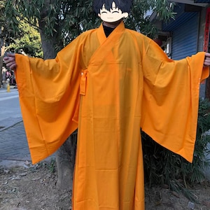 Monk Robe, Linen Kaftan, Long Linen Robe, Summer Buddhist Shaolin Monk ...