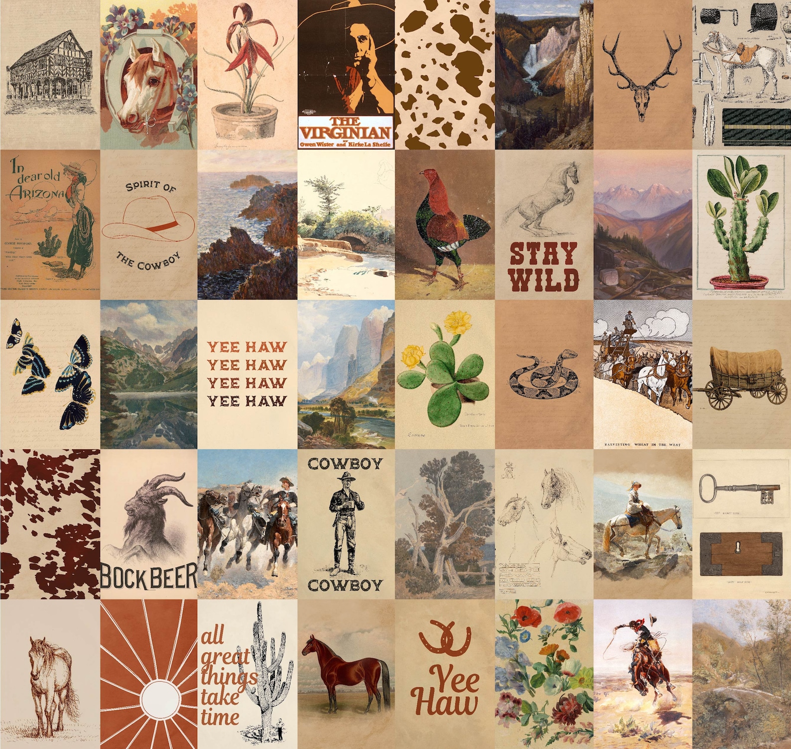 Vintage Wild West Collage Kit, Retro Cowboy Decor (digital Download) - Etsy