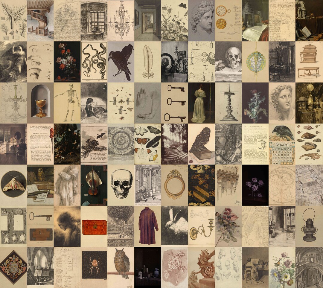 Aesthetic Dark Academia Wall Collage Kit, Vintage Grunge Photo for ...