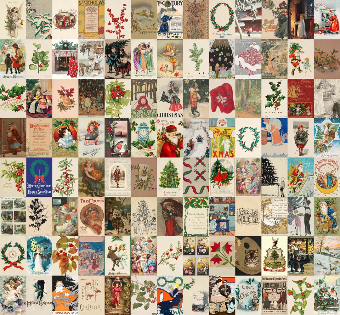 Christmas Wall Collage Kit 104 Pcs Photos, Aesthetic Vintage Happy ...