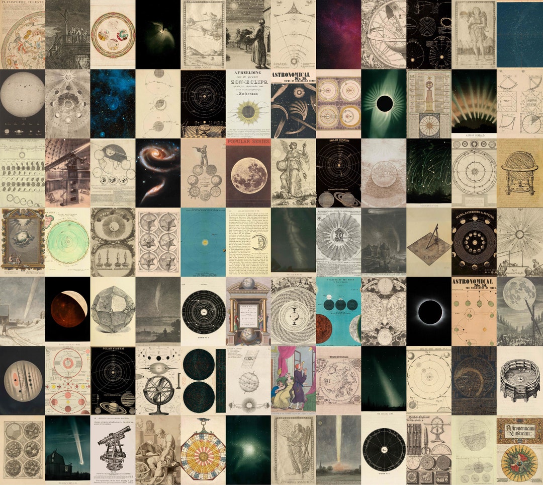 Vintage Astronomy Wall Collage Kit, Cosmic & Celestial Collage Print ...