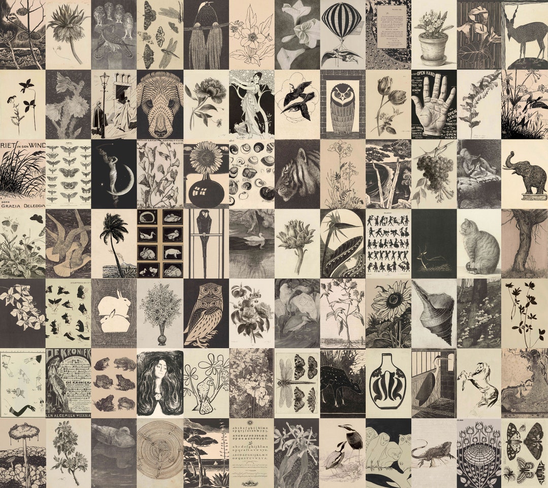 Vintage Dark Cottagecore Wall Collage Kit Grunge Aesthetic Old Photo ...