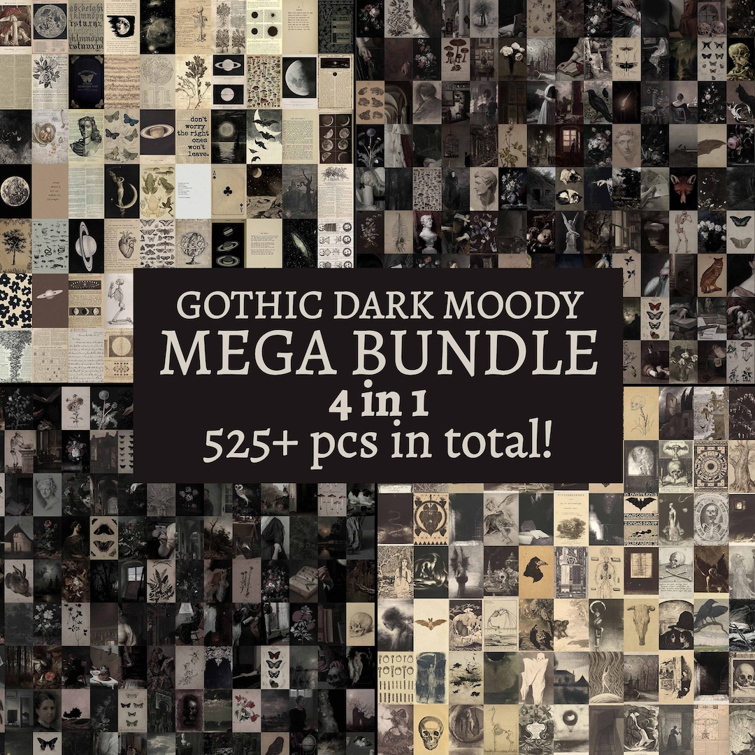 MEGA BUNDLE 4 in 1 Gothic Dark Moody Collage Kits | 525+ PCS Vintage ...