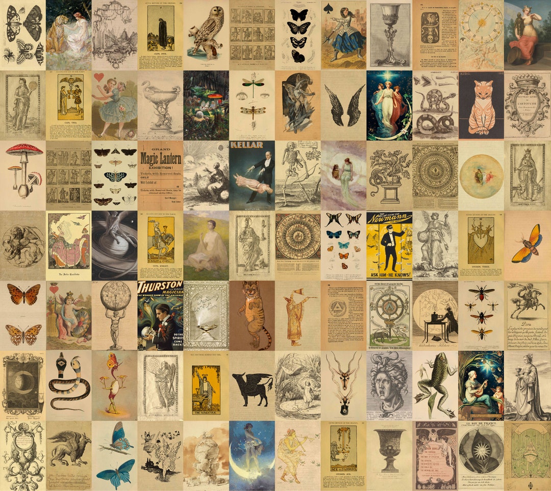 Vintage Fairycore Magic Wall Collage Kit: Witchy Tarot Decor (digital ...
