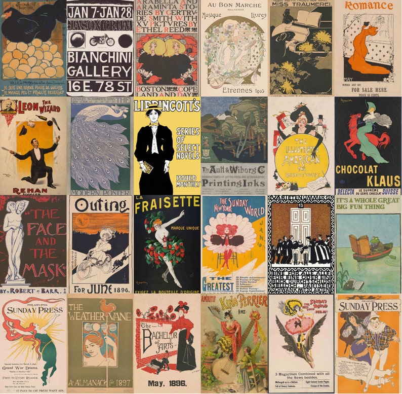 Aesthetic Vintage Poster Collage Kit 104 PCS High Quality Retro ...