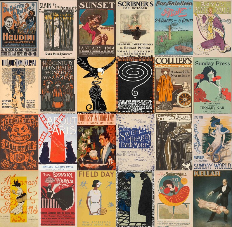 Vintage Poster Collage Kit, Retro Wall Art (digital Download) - Etsy