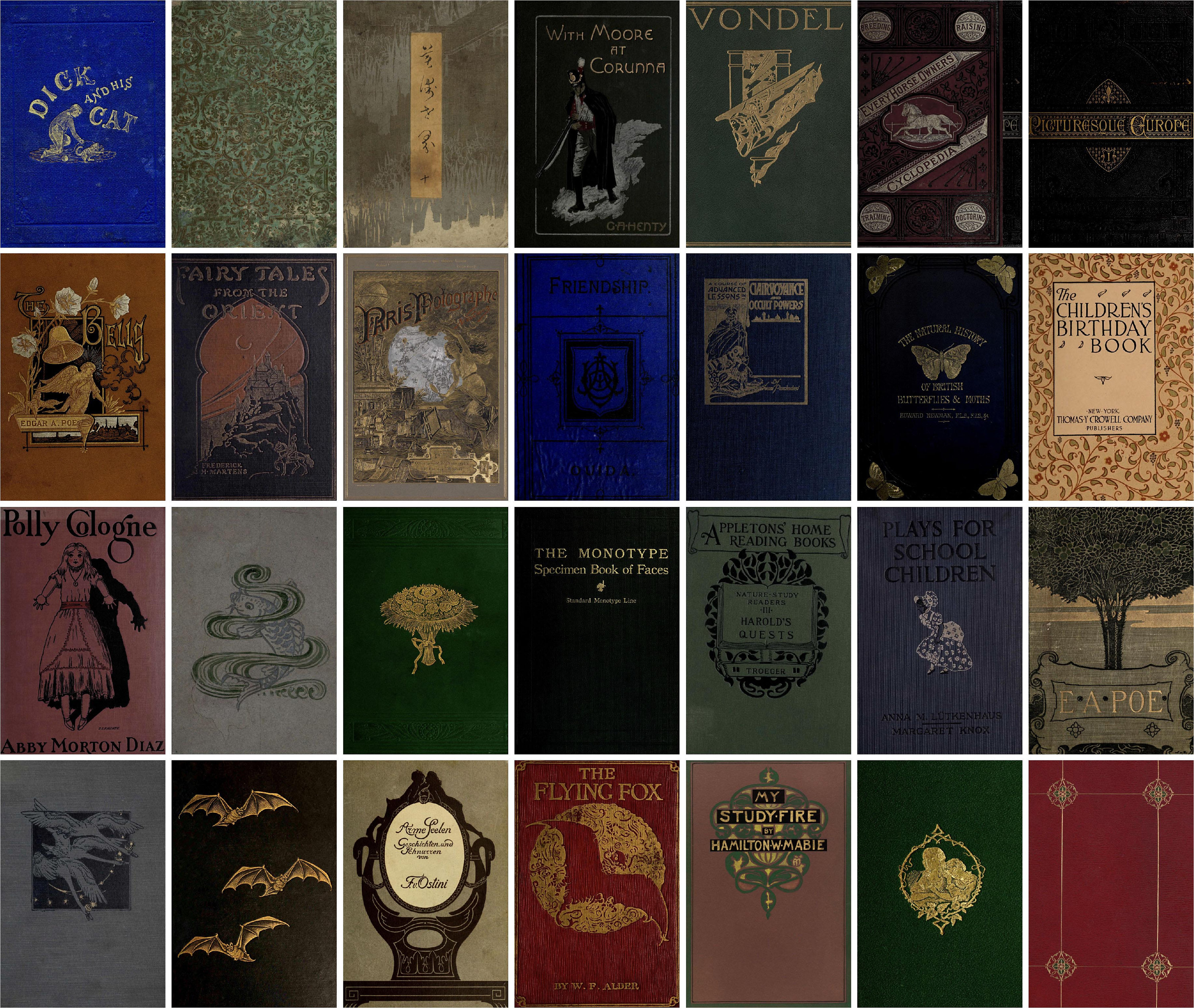 Vintage Dark Moody Book Covers Collage Set 240 PCS Antique Books Photos ...