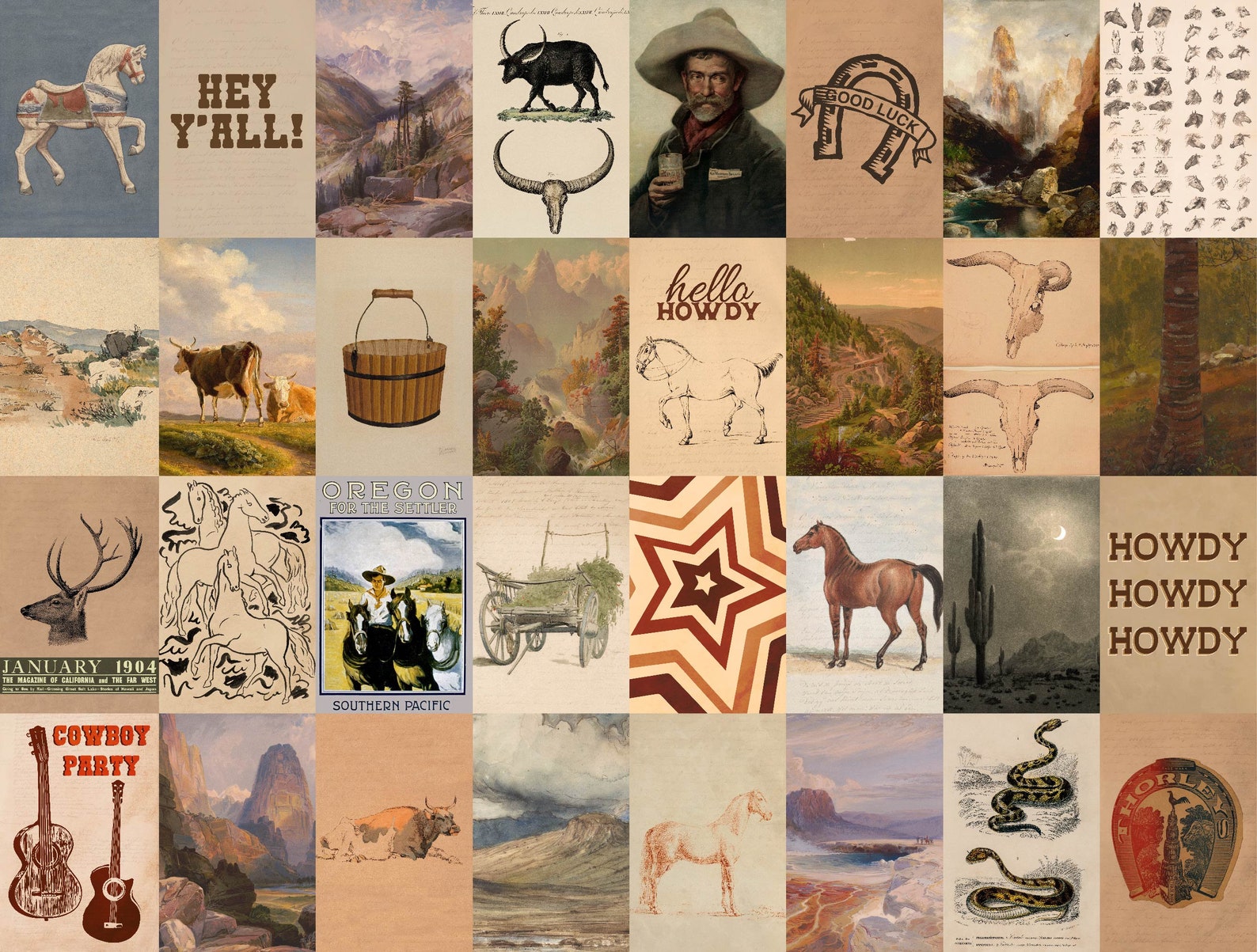 Vintage Wild West Collage Kit, Retro Cowboy Decor (digital Download) - Etsy