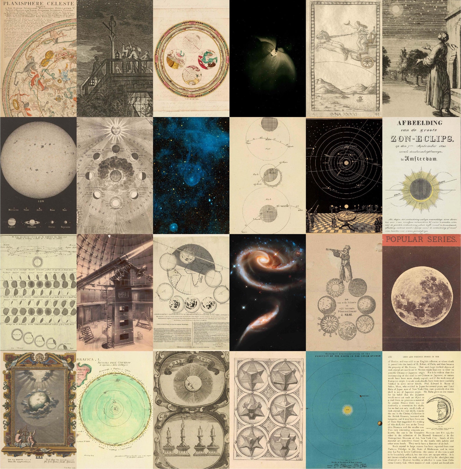 Vintage Astronomy Wall Collage Kit, Cosmic & Celestial Collage Print ...