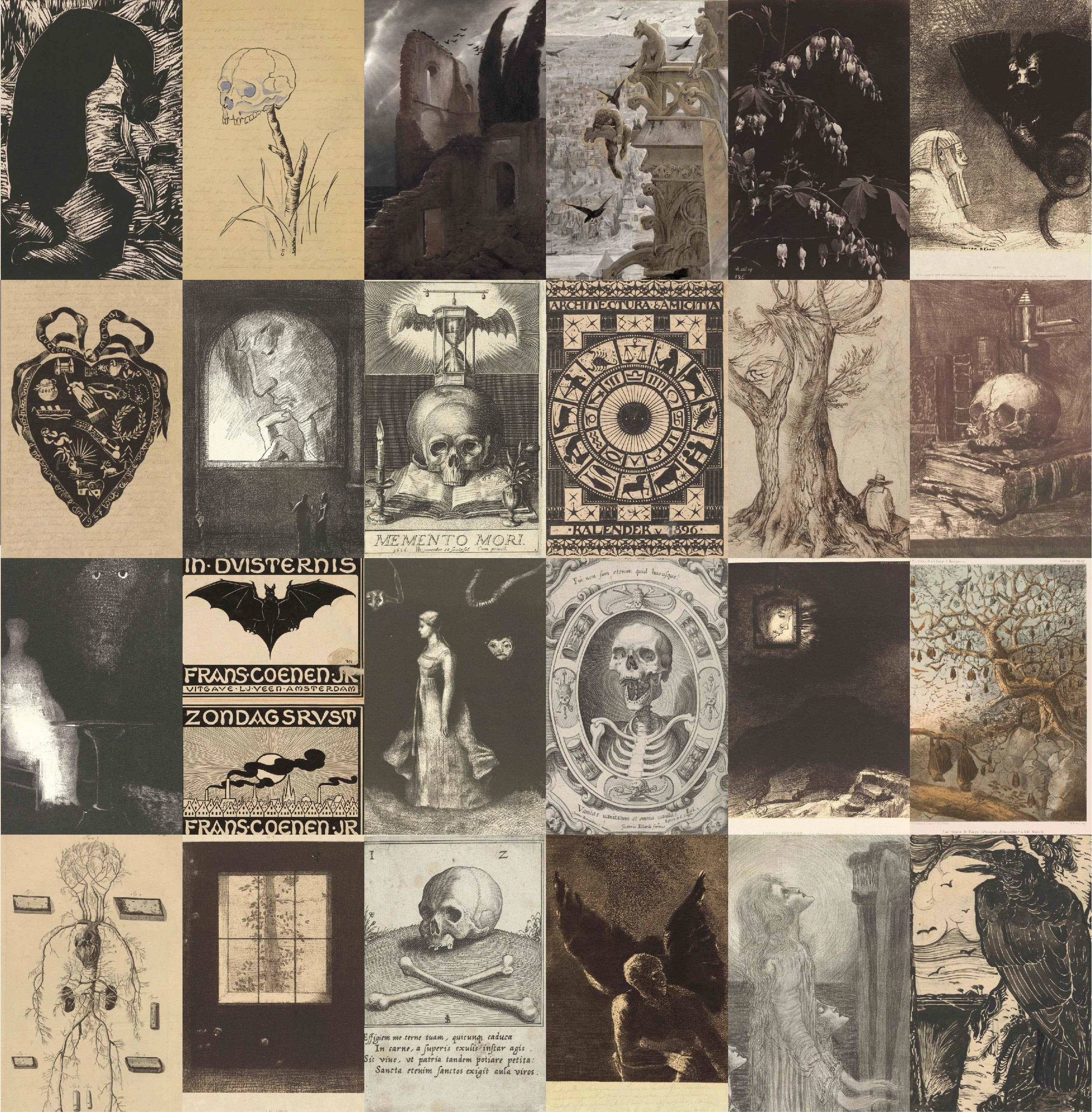 Vintage Gothic Wall Collage Kit, Old Grunge Aesthetic Teen Room Decor ...