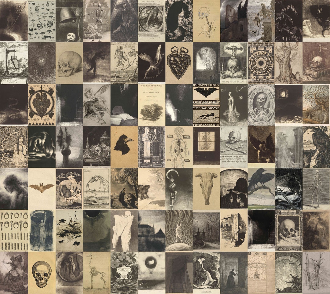 Vintage Gothic Wall Collage Kit, Old Grunge Aesthetic Teen Room Decor ...