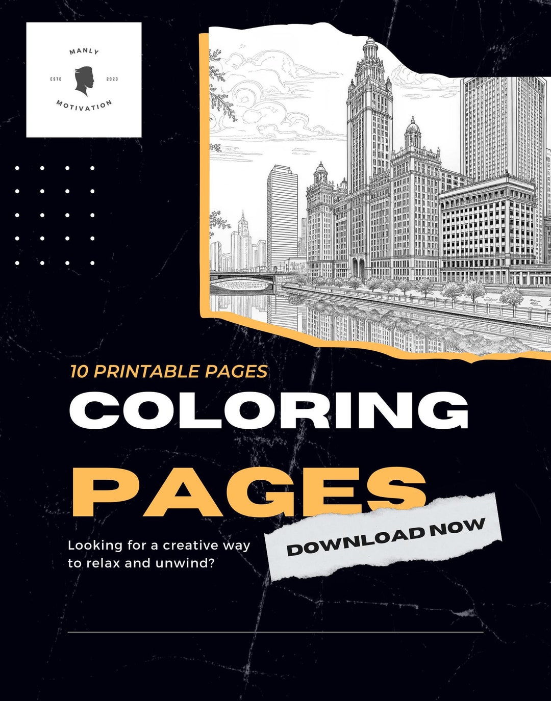 10 Printable City Skyline, Skyscraper Coloring Pages for Adults ...