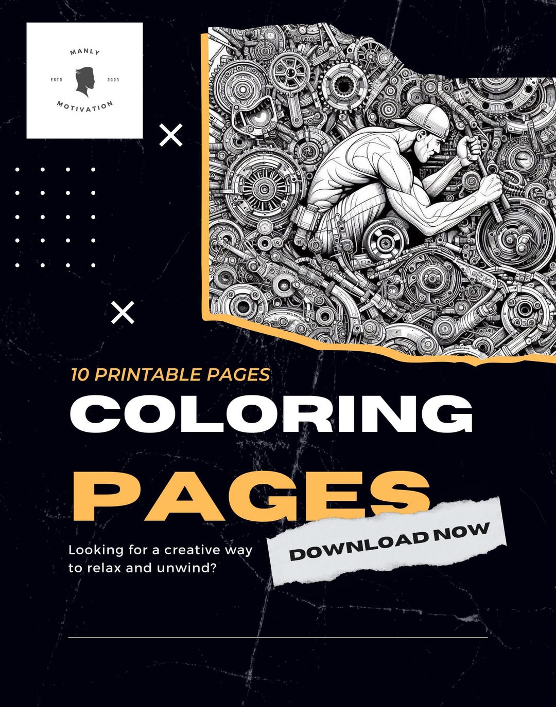 10 Printable Adult Coloring Pages for Guys – Steampunk Gears ...