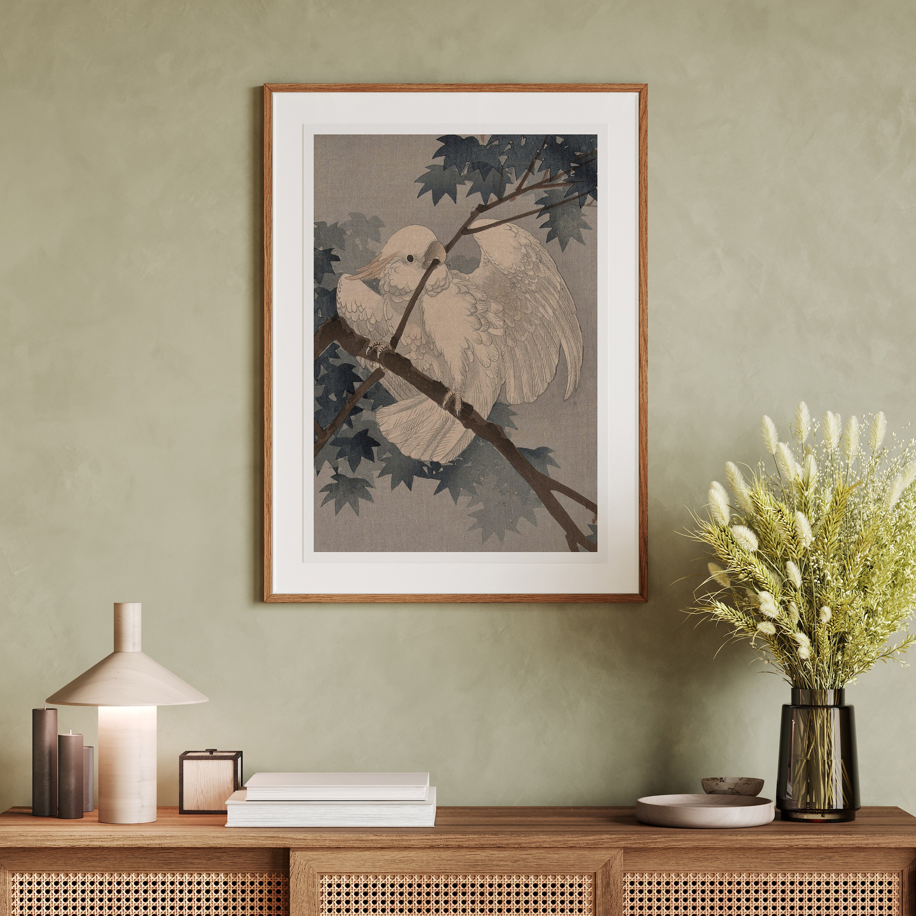 Ohara Koson Poster, Sulphur-crested Cockatoo in Tre, Japanese Art ...