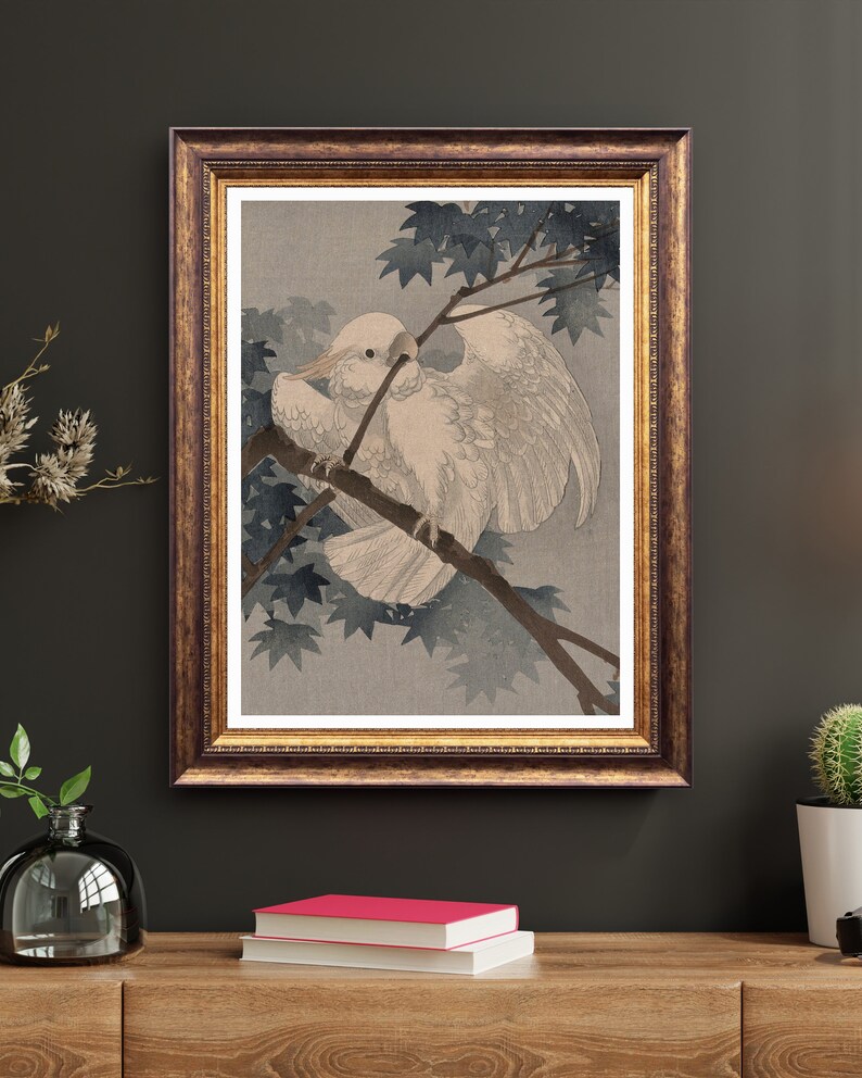 Ohara Koson Poster, Sulphur-crested Cockatoo in Tre, Japanese Art ...