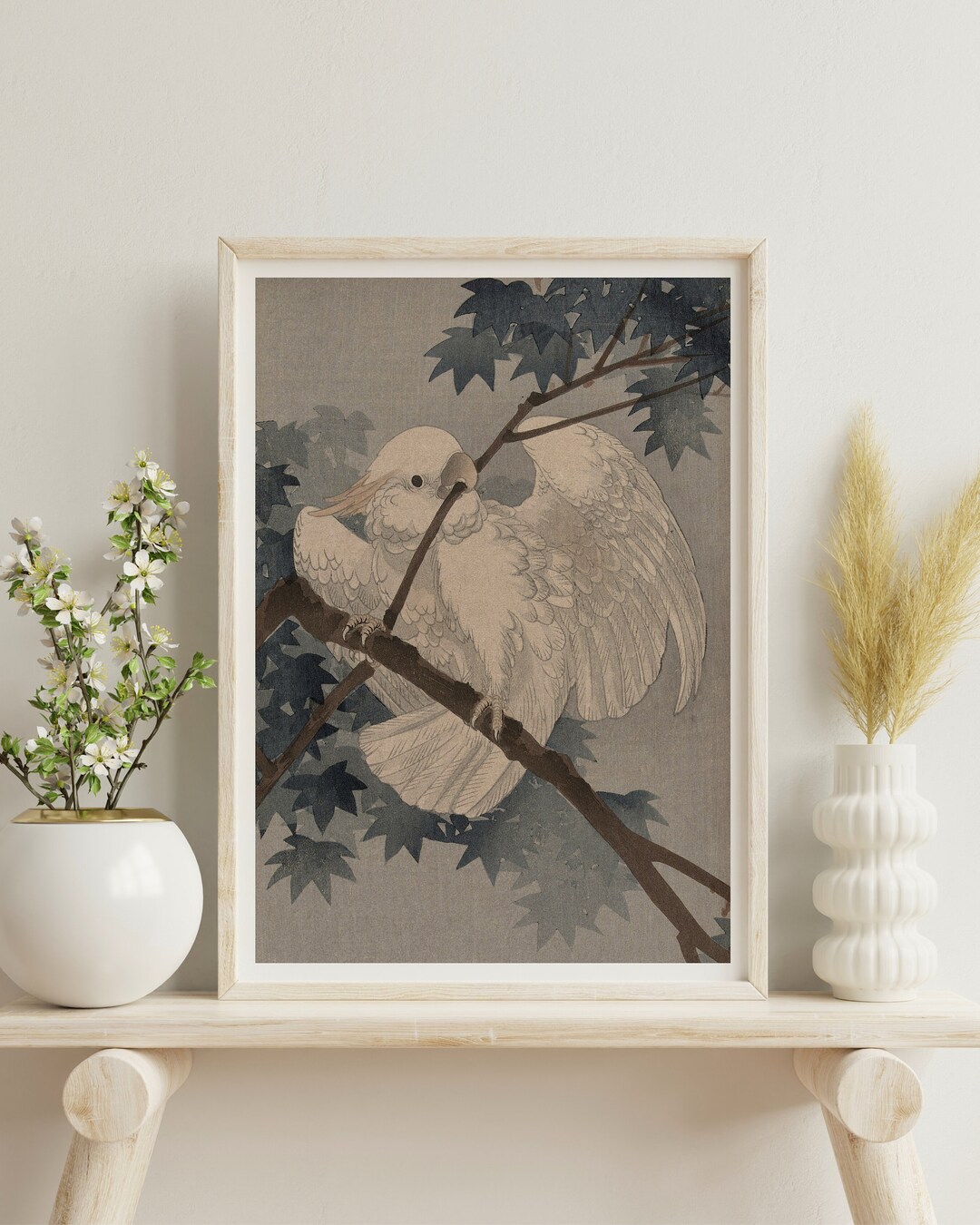 Ohara Koson Poster, Sulphur-crested Cockatoo in Tre, Japanese Art ...