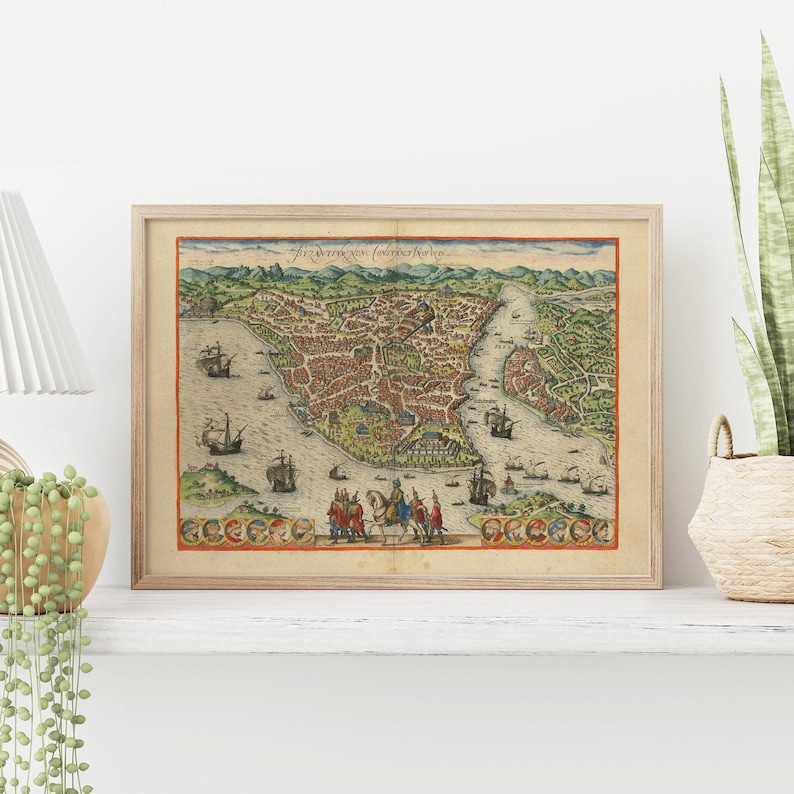 Ancient Map of Istanbul - Vintage Historical Reproduction Giclée Print ...