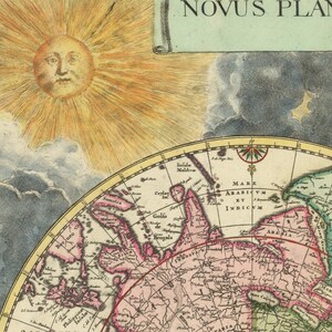 Antique World Map novus Planiglobii Terrestris 17th Century Double ...