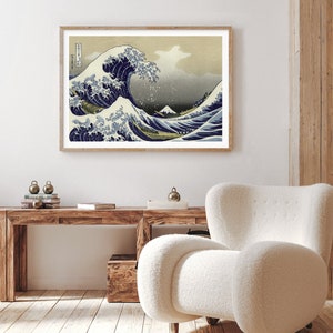 The Great Wave of Kanagawa by Hokusai Poster on Paper Museum Wall Decor ...