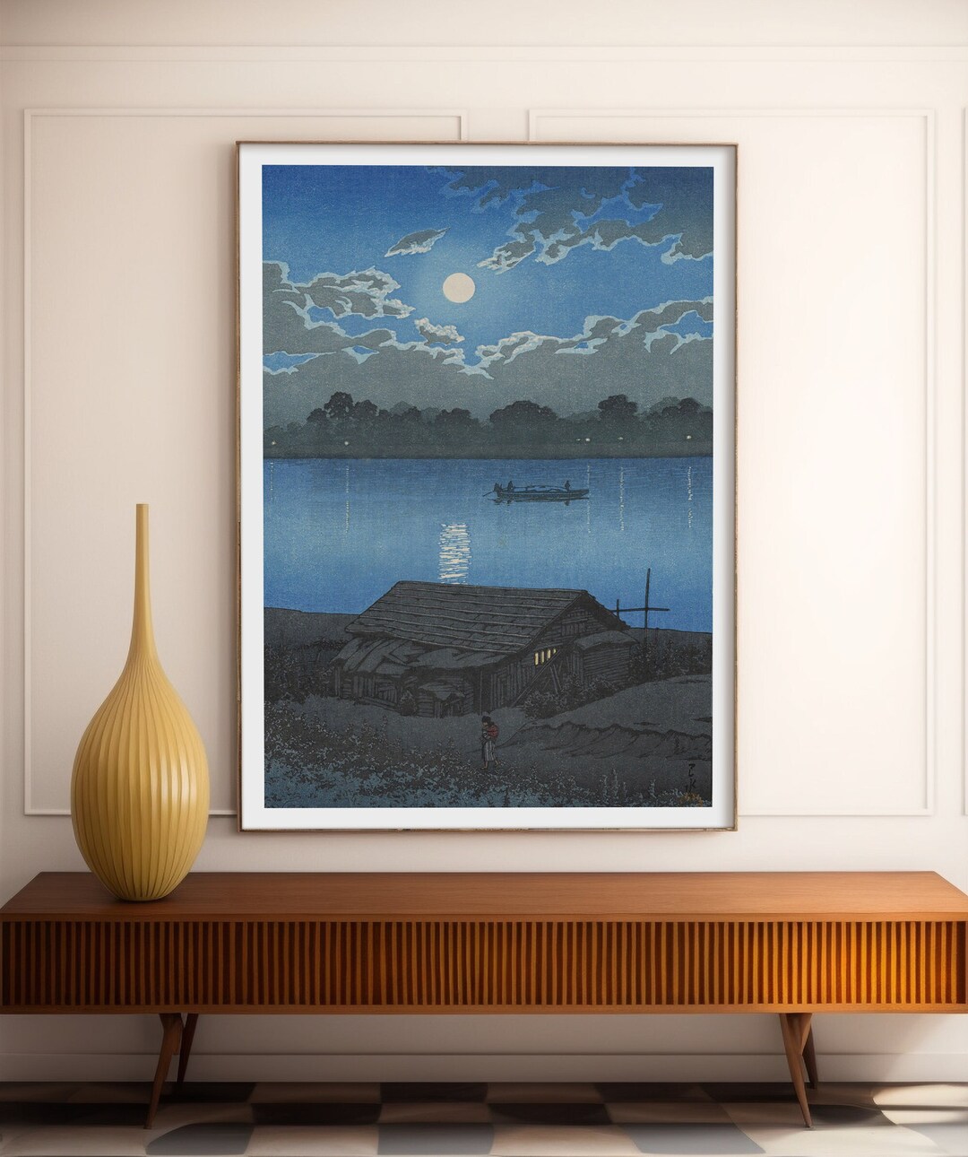 Moon on the Arakawa River in Akabane Japanese Art Poster by Kawase ...