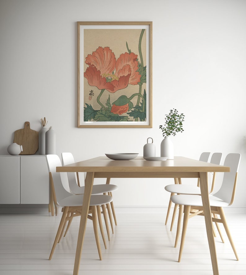 Ohara Koson Poster Poppies in Bloom, Japanese Art Poster, Ukiyo-e ...