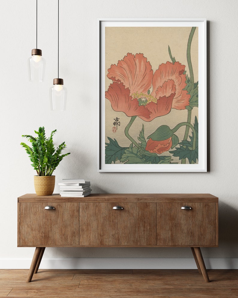 Ohara Koson Poster Poppies in Bloom, Japanese Art Poster, Ukiyo-e ...