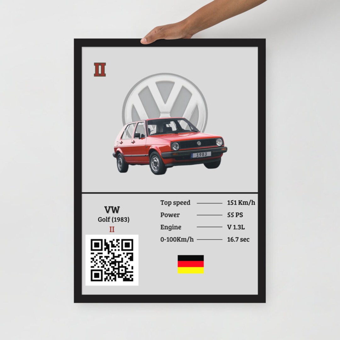 VW Golf 2 / VW Golf II / VW Poster / Golf Poster / Canvas / Digital ...