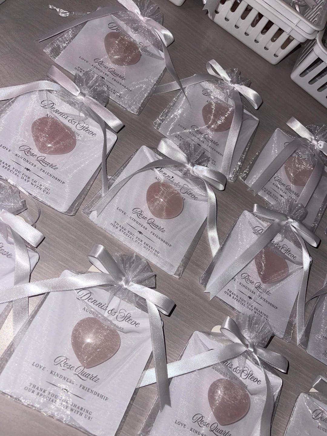Rose Quartz Love Heart Wedding Favors | Crystal Keepsakes for Your ...