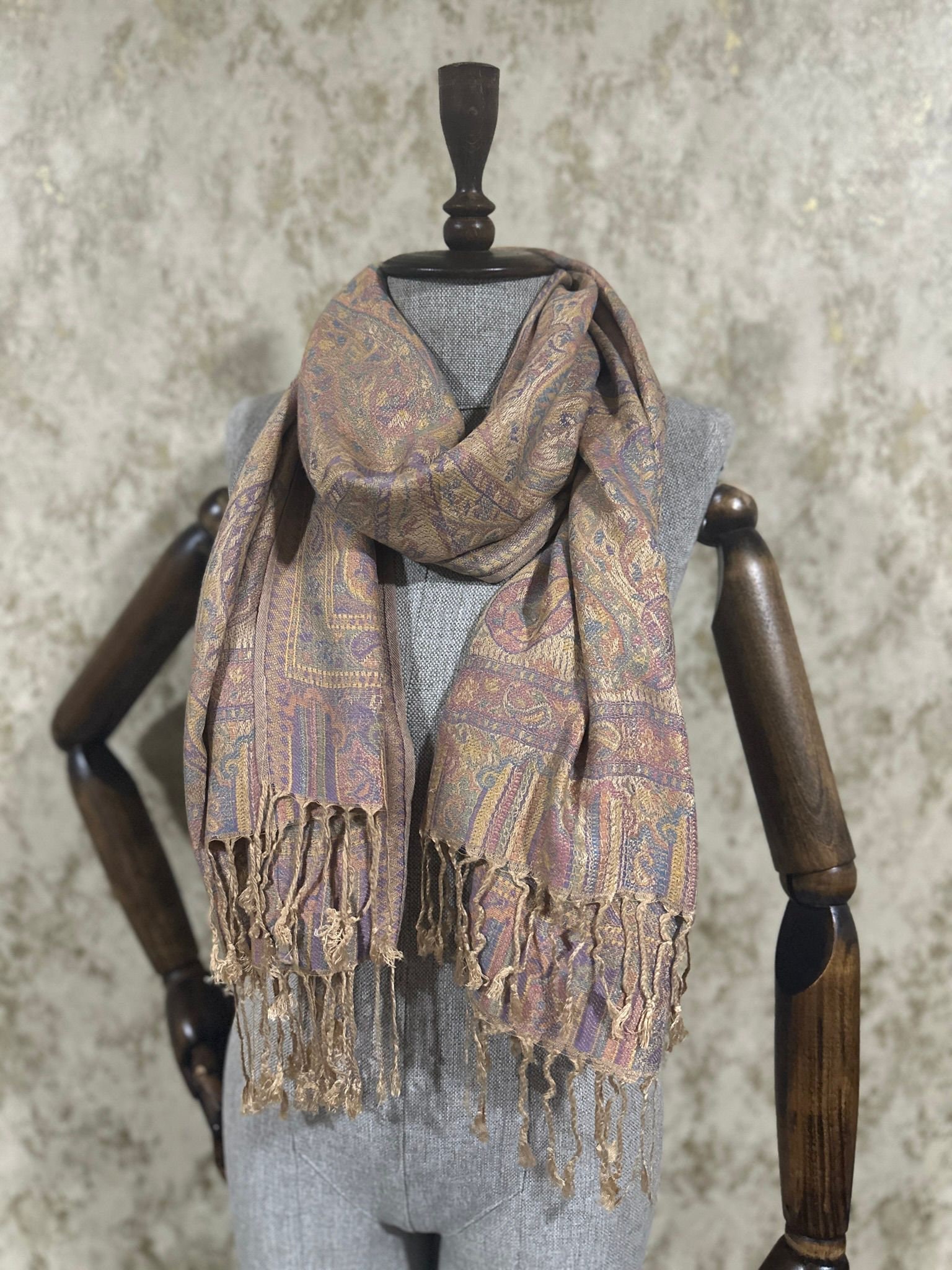 Copper Tone Pashmina Shawl, Scarf, Neck Scarf, Necktie, Headscarf, Veil ...