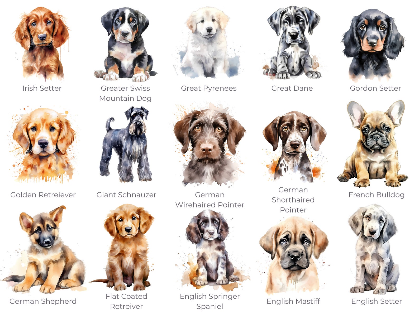 100 Watercolor Puppies Clipart, Dog Clipart, Puppies, Dog PNG Bundle ...
