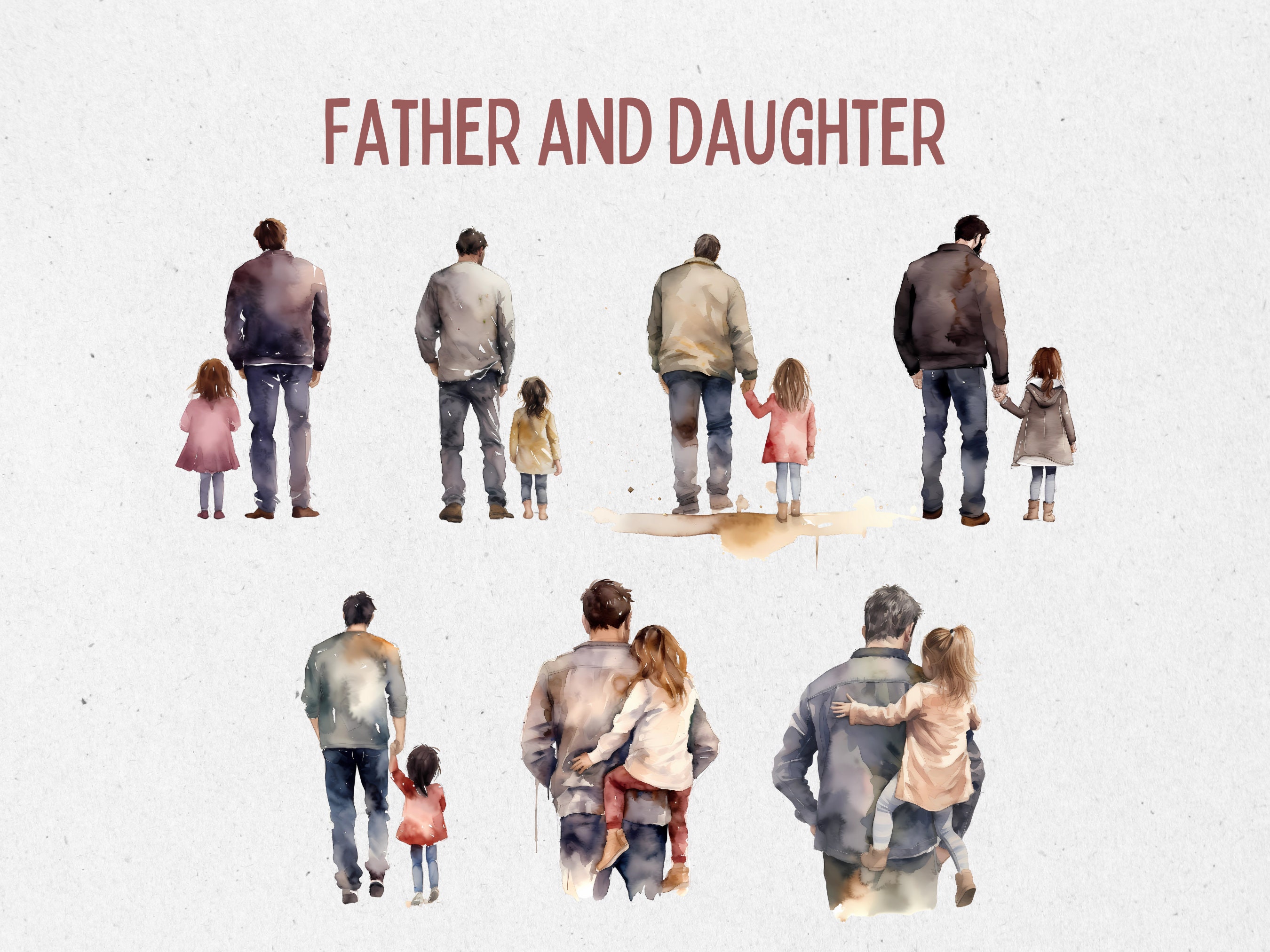 Father's Day Watercolor Clipart Dad and Son Clipart Dad - Etsy Australia
