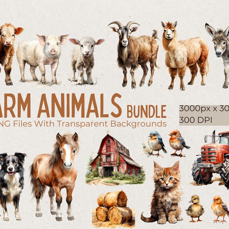 Farm Animal Clipart - Etsy