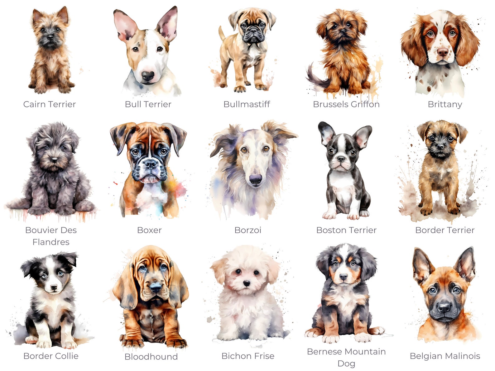 100 Watercolor Puppies Clipart, Dog Clipart, Puppies, Dog PNG Bundle ...