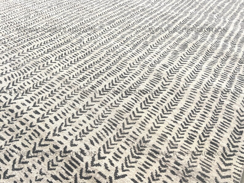 Hand-knotted Neutral Chevron Pattern Area Rug for Living Room Bedroom ...